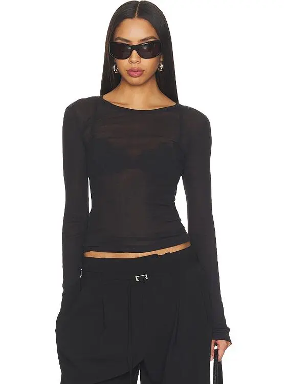 WAO Crew Neck Long Sleeve Tee - Black
