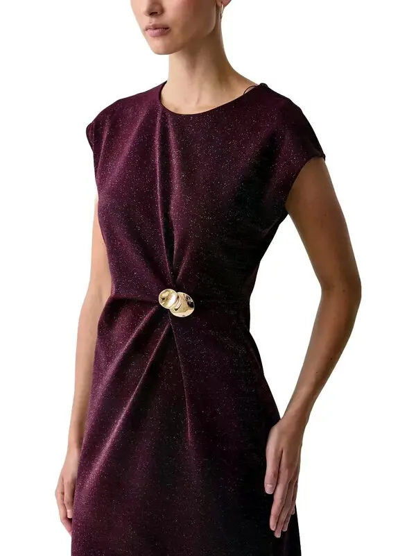 Lola Casademunt Glitter-effect Gathered Midi Dress - Red