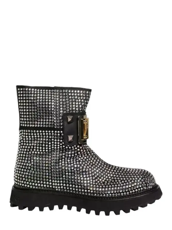 Dolce & Gabbana Crystal-embellished Studded Boots - Black