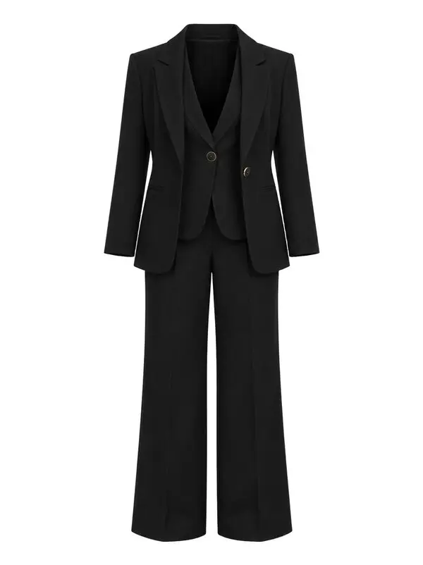 NUVV COLLECTION Blazer And Wide-leg Trouser Suit - Black