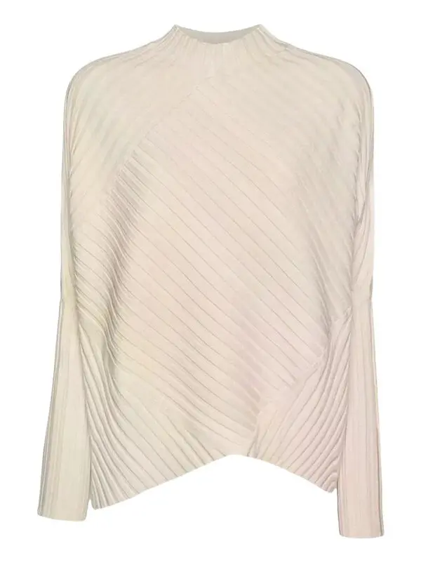 ELENA MIRÒ Ribbed-knit Asymmetric-hem Sweater - Neutrals