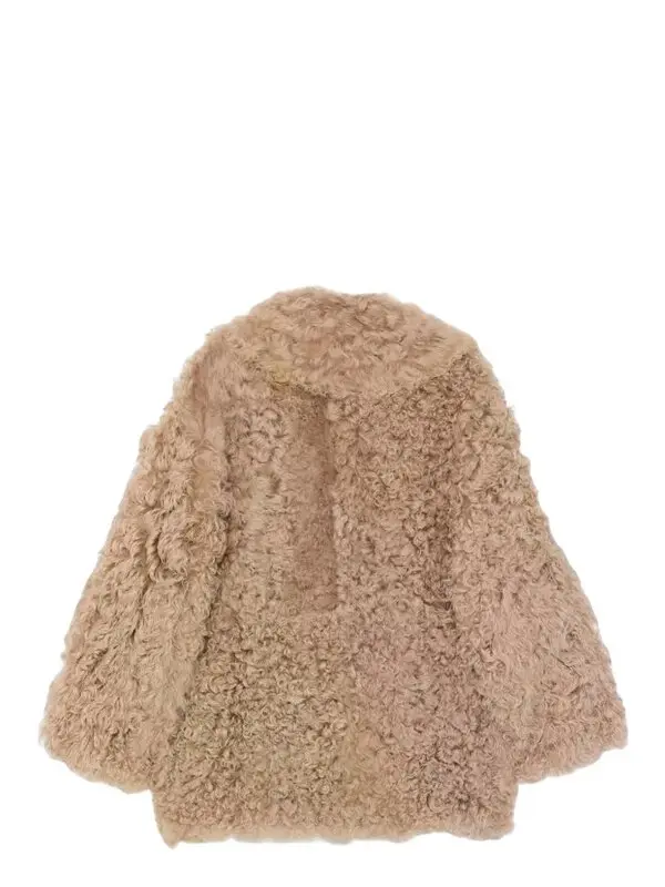 BLANCHA Shearling-effect Lapel Coat - Neutrals