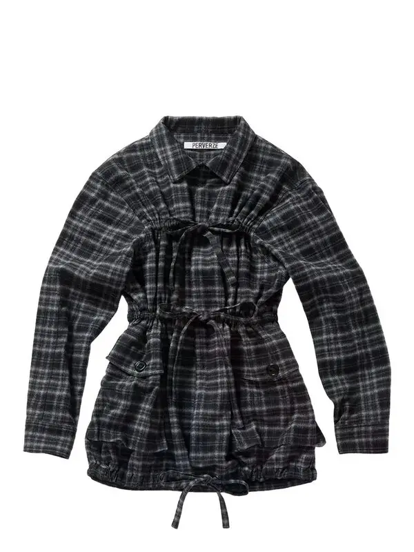 PERVERZE Check-pattern Drawstring Jacket - Black