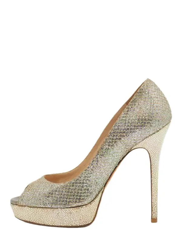 JIMMY CHOO Crown Peep-toe Platform Pumps - Silver