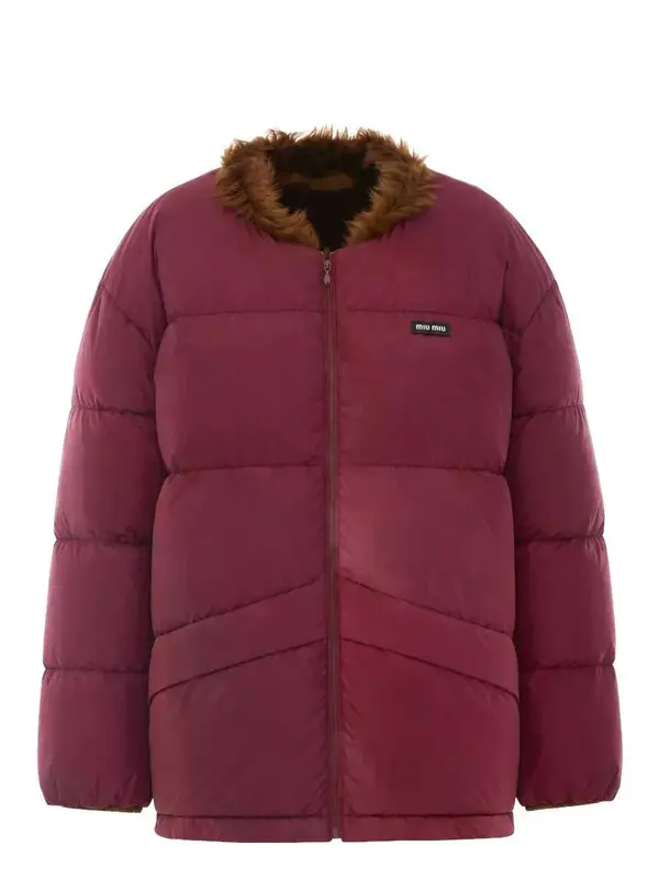 Miu Miu Reversible Technical-fabric And Shearling Down Jacket - Red