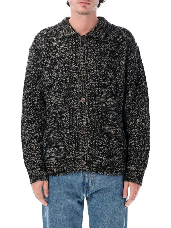 Obey Long-sleeve Wool-blend Button-up Polo Sweater - Grey