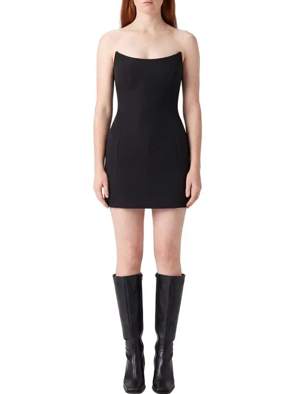 Balenciaga Off-the-shoulder Crêpe Bustier Mini Dress - Black
