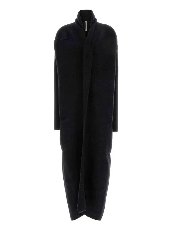 Rick Owens Long High-neck Cashmere And Silk Blend Cardigan - Black