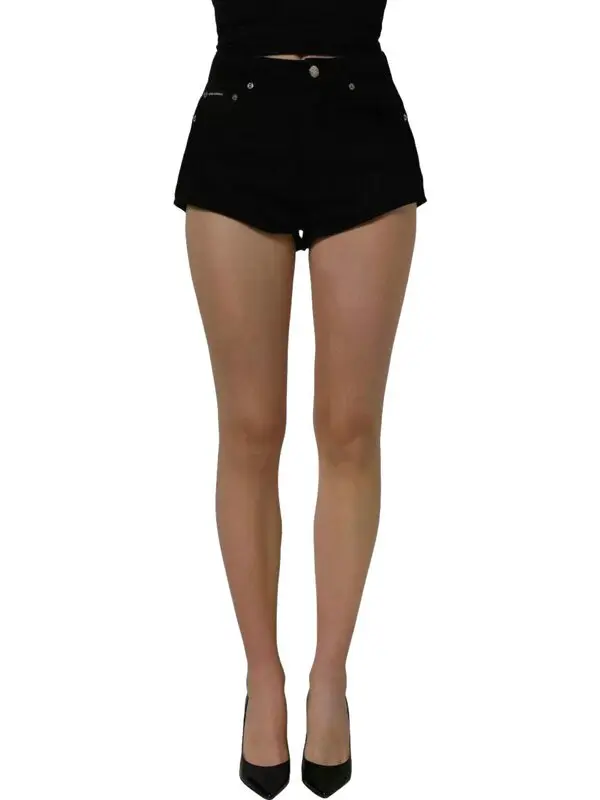 Dolce & Gabbana Cotton Mid-rise Denim Hot Pants Shorts - Black