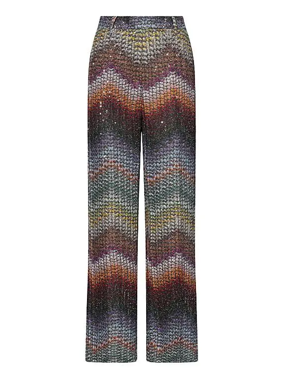 Missoni Embellished Straight-leg Knitted Trousers - Multi Dark