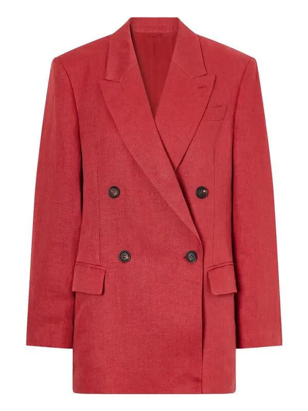 Brunello Cucinelli Double-breasted Linen-canvas Blazer - Red