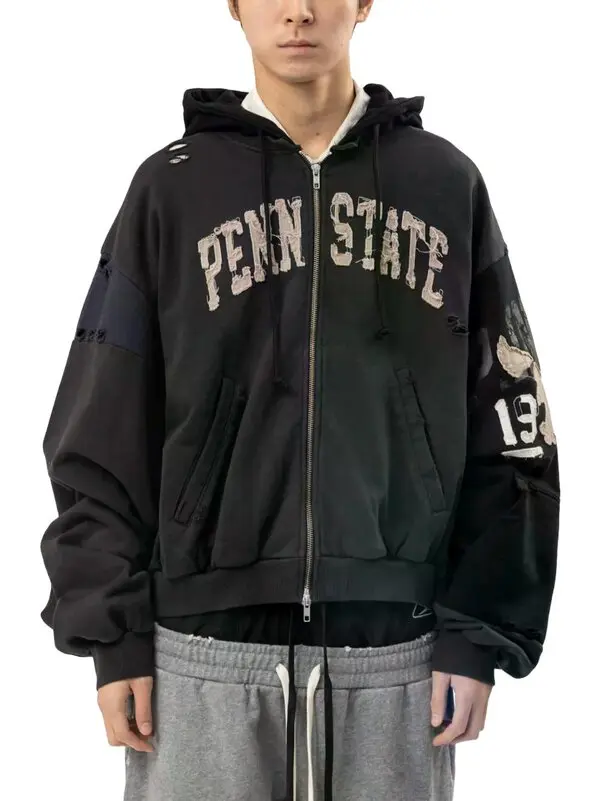 PROTOCOL INDEX Reconstructed Zip-up Hoodie - Black