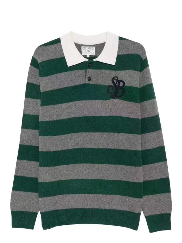 MC2 SAINT BARTH Belmont Striped Logo-embroidered Sweater - Green