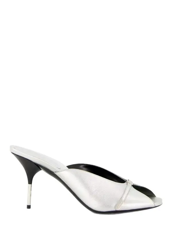 Versace Buckle-detail Metallic Sandals - Silver