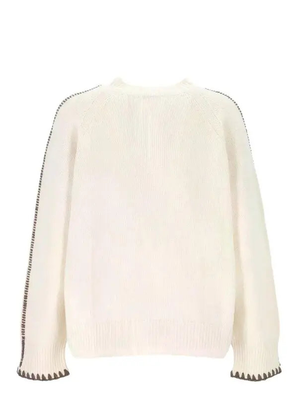 OLIVER LATTUGHI Blanket-stitched Raglan-sleeve Sweater - Neutrals