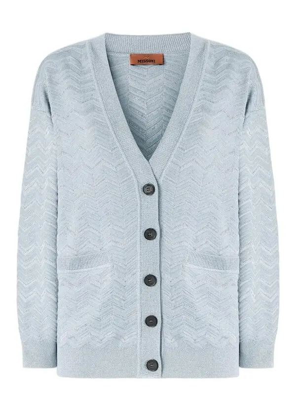 Missoni Oversized Viscose And Cotton Lamé Chevron Cardigan - Silver