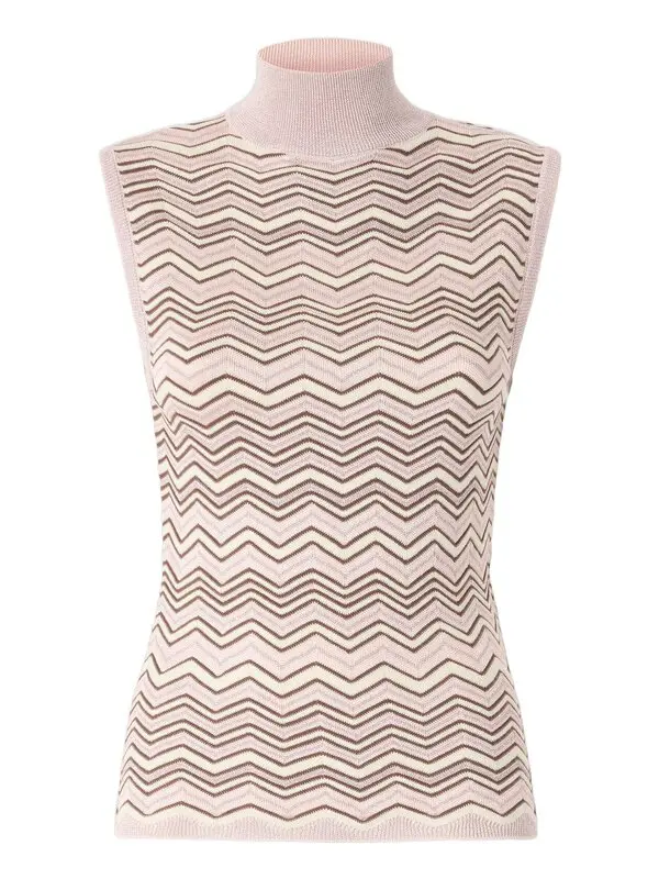 Missoni Sleeveless Viscose And Cotton Lamé Chevron Top - Multicoloured