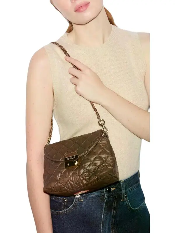 Mz Wallace Crosby Lock Quilted Shoulder Bag - Brown