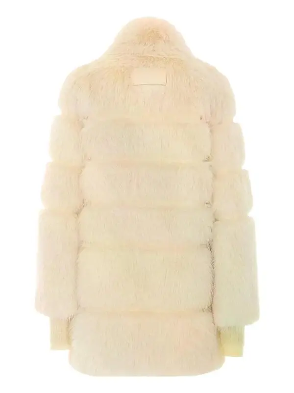 Patrizia Pepe Buckle-detail Faux-fur Coat - Neutrals