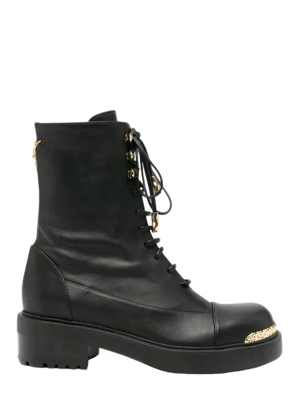 GIUSEPPE ZANOTTI Lace-up Logo-plaque Boots - Black