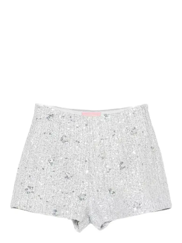TWENTY FOURHAITCH Sequin-embellished Tweed Shorts - Silver