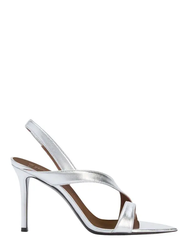 GIUSEPPE ZANOTTI Intriigo Cris 90 Laminated Leather Sandals - Silver
