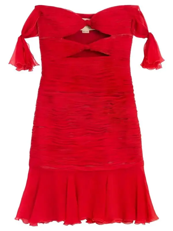 Valentino Garavani Flounce Chiffon Mini Dress - Red