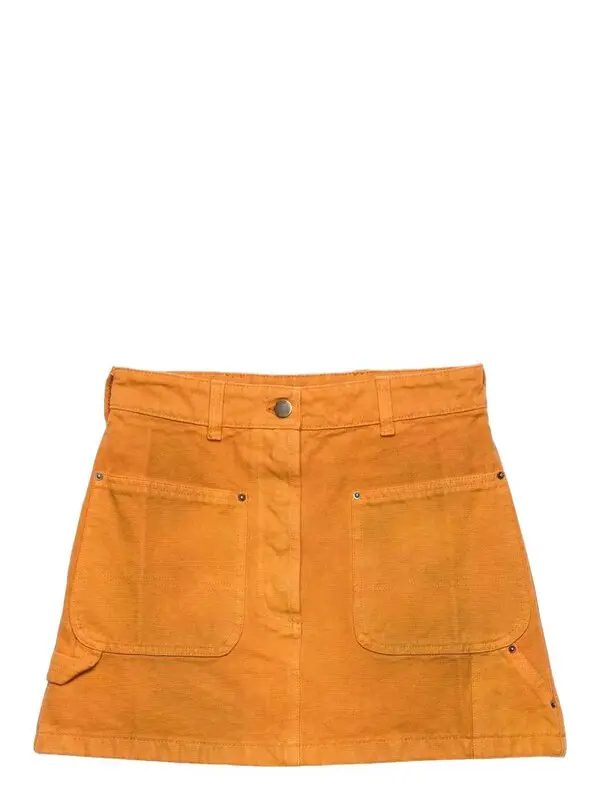 Prada Canvas Mini Skirt With Patch Pockets - Orange