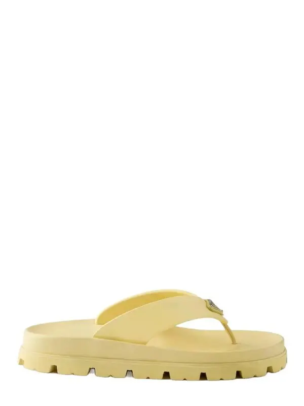 Prada Enamelled Triangle Thong Sandals - Yellow