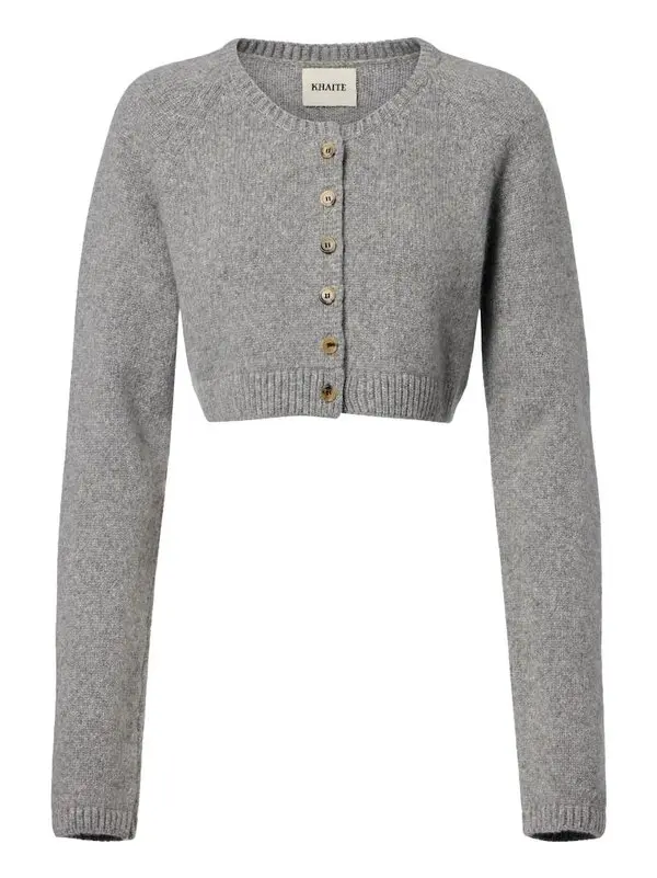 Khaite Cropped Cashmere Cardigan - Grey