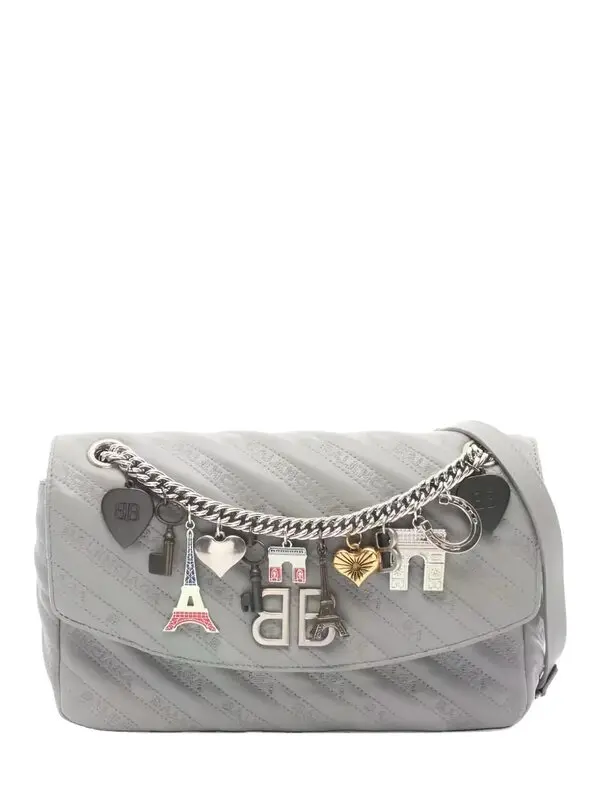 Balenciaga 2010s Bb Round Chain Leather Shoulder Bag - Grey