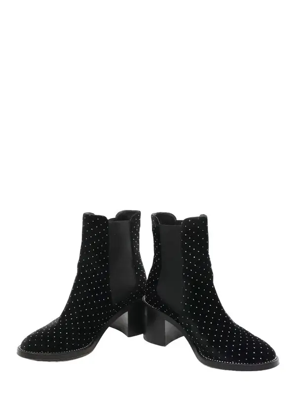 JIMMY CHOO Velvet Studded Ankle Boots - Black