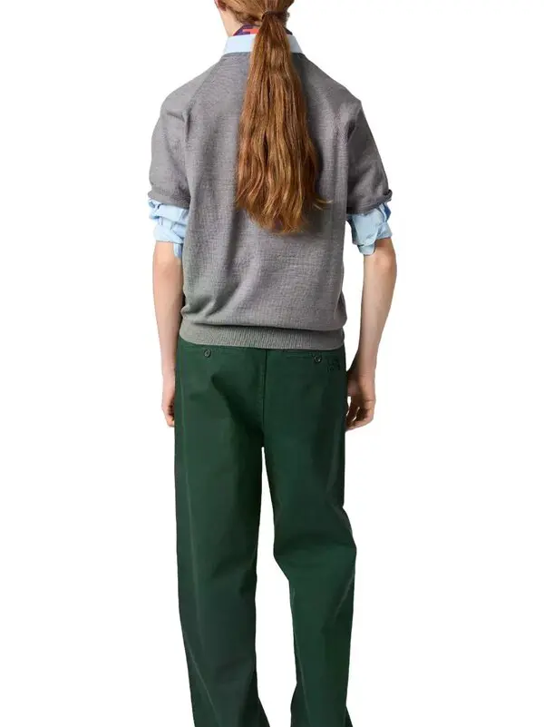 Miu Miu V-neck Short-sleeved Wool Sweater - Grey