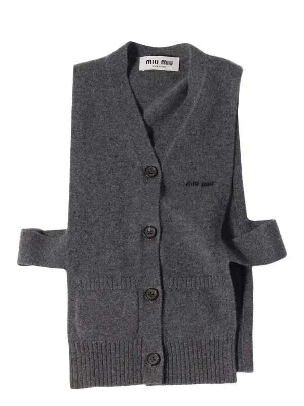 Miu Miu Cashmere V-neck Vest - Grey