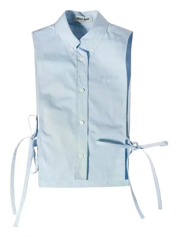 Miu Miu Sleeveless Poplin Shirt With Side Openings - Blue