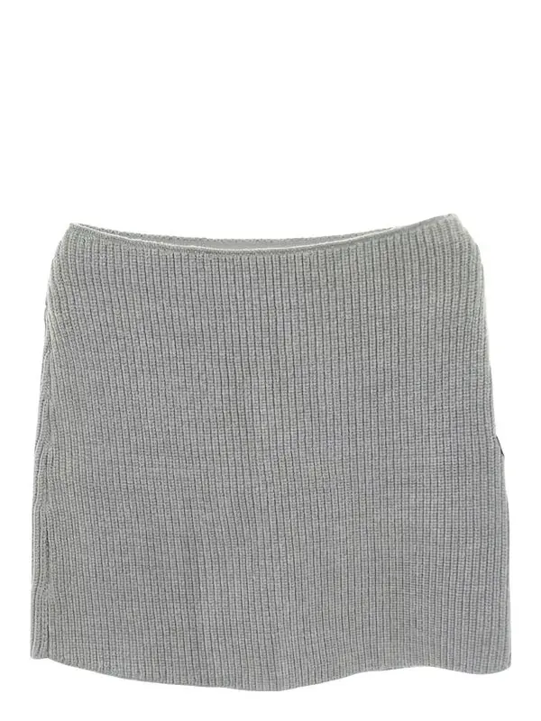 LOUIS VUITTON Ribbed Knit Wool Skirt With Zip Detail - Grey