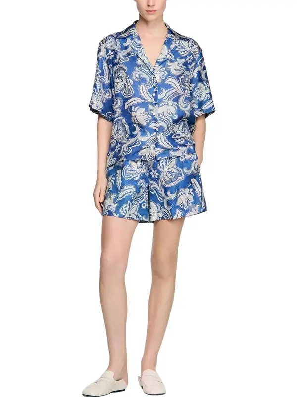 Sandro Floral Print Shorts - Blue