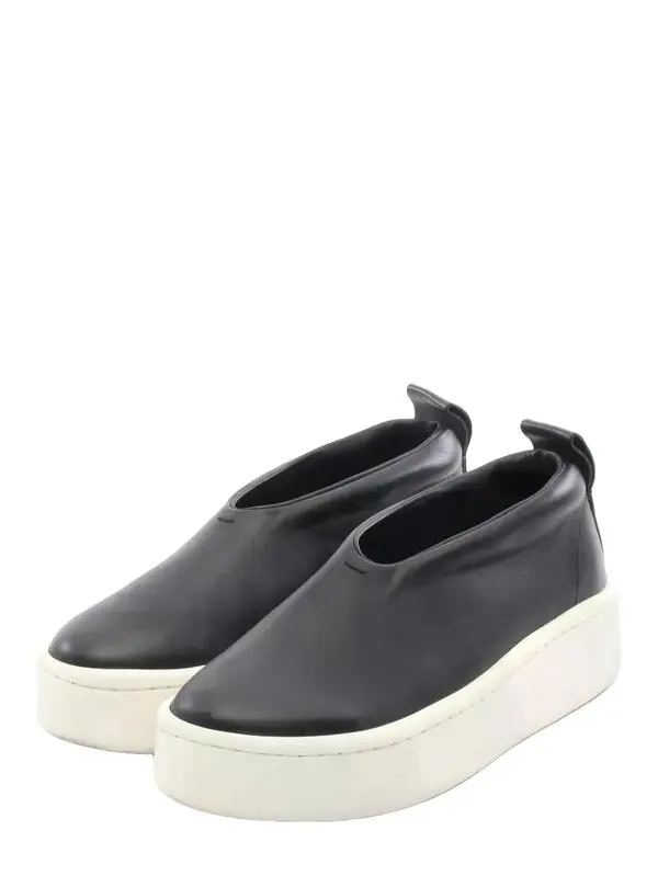 JIL SANDER Leather Platform Slip-on Sneakers - Black