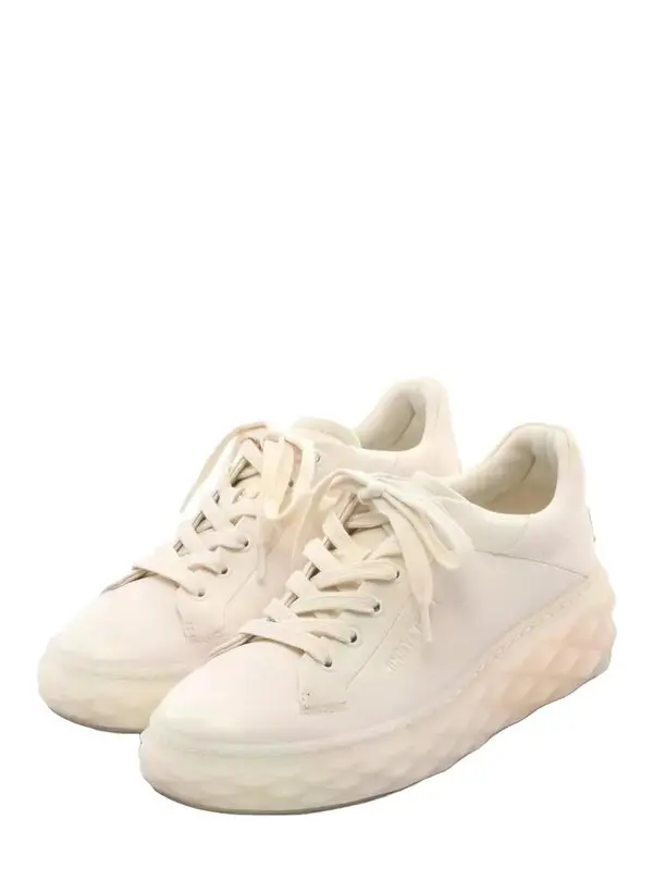 JIMMY CHOO Leather Lace-up Sneakers - Neutrals