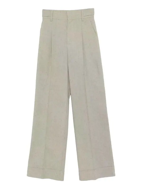 Alberta Ferretti Pleated Turn-up Hem Trousers - Neutrals