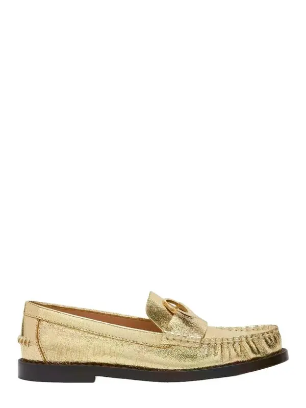 ODISSI Kali Decorative Leather Loafers - Gold