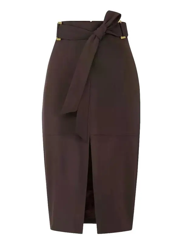 Elisabetta Franchi Belted Midi Skirt With Golden Hardware - Purple