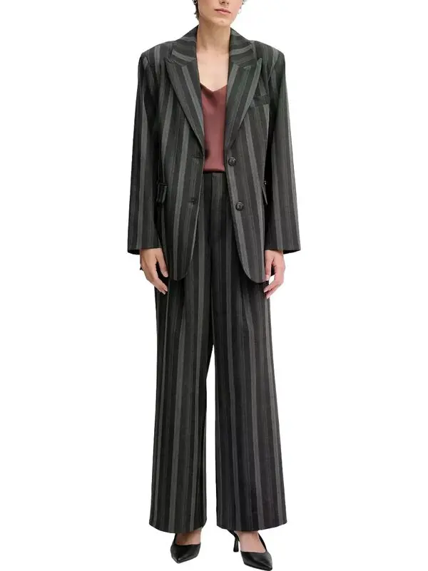 MOS MOSH Striped Wide Leg Trousers - Grey