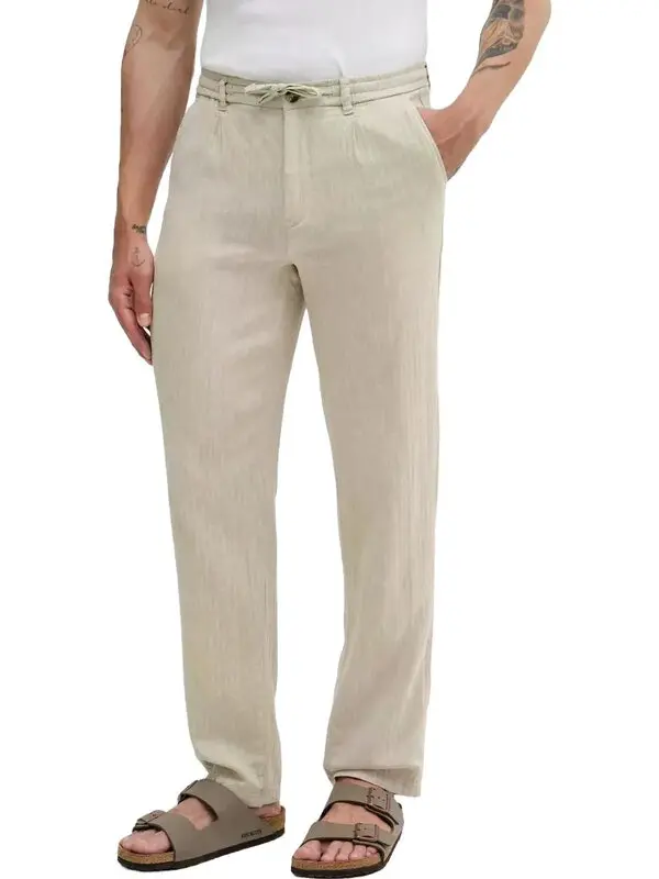 Lindbergh Herringbone Drawstring Trousers - Neutrals