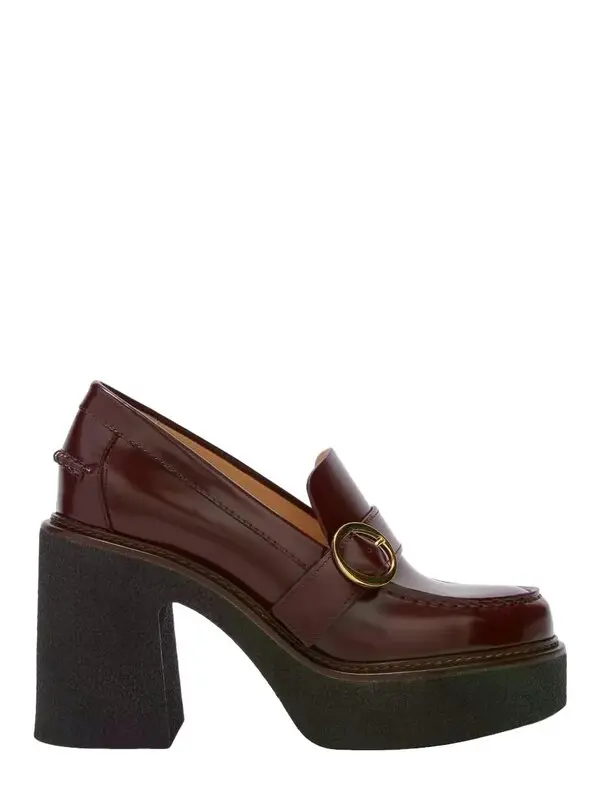 ODISSI Gabriella Platform Leather Loafers - Red