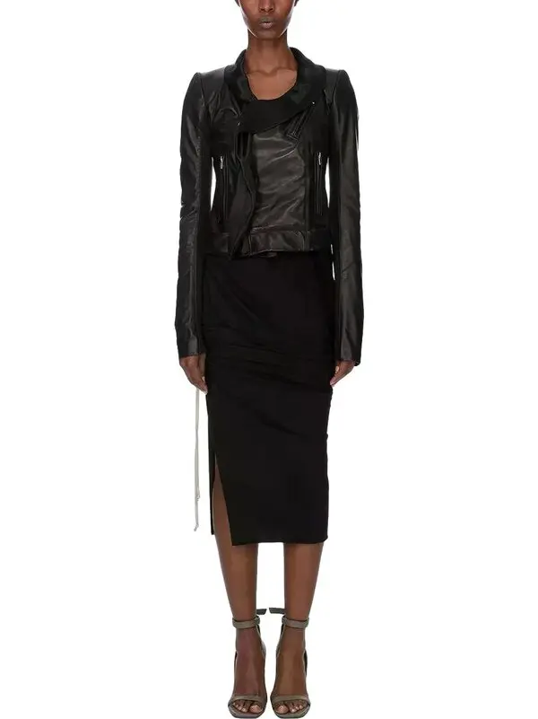 Rick Owens Long Skirt With Elasticated Waistband And Drawstring - Black
