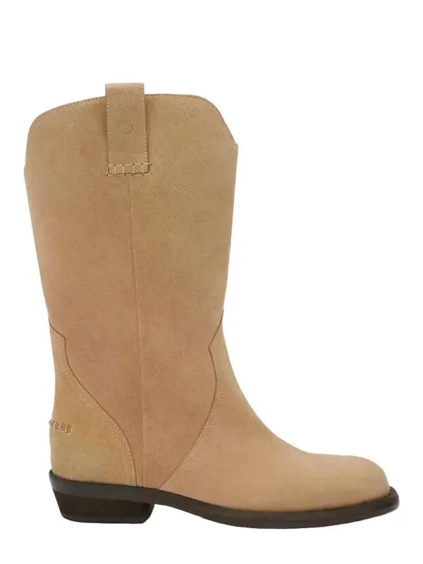 ODISSI Frances Suede Cowboy Boots - Neutrals