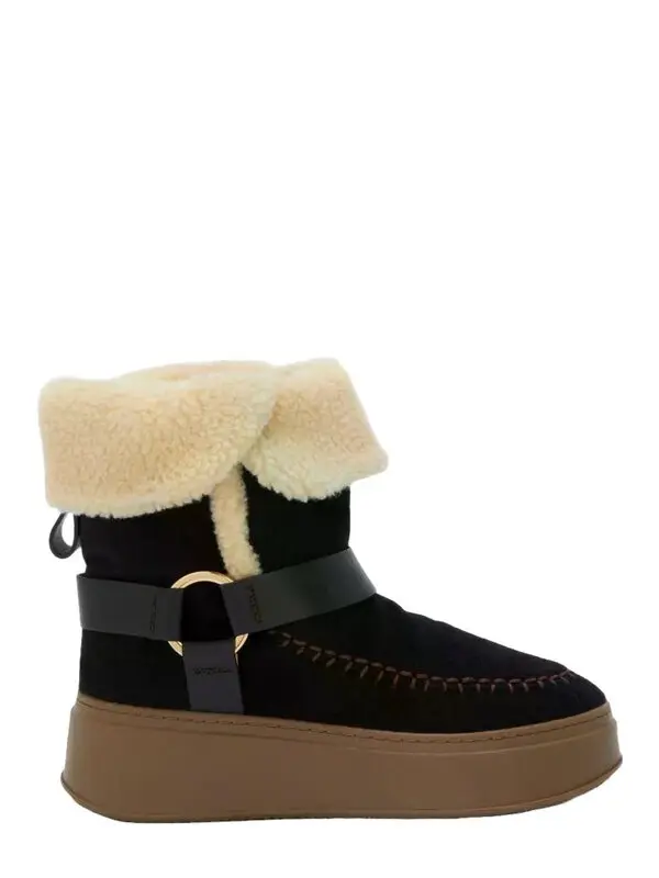 ODISSI Suki Harness Detail Suede Boots - Black