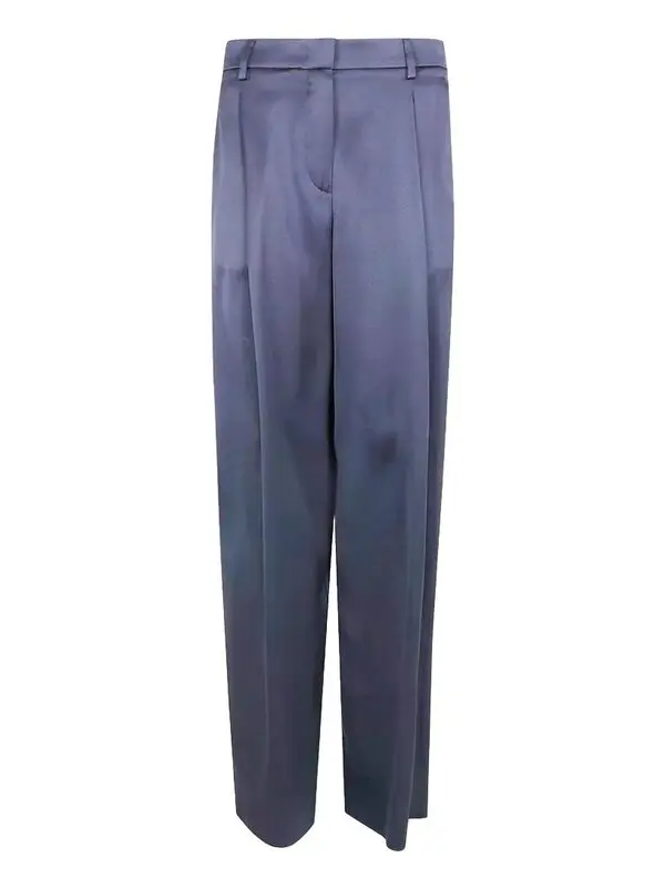 Giorgio Armani Pleated Silk Trousers - Blue