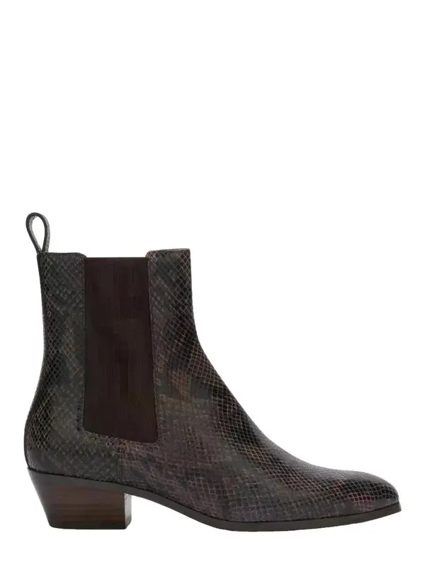 ODISSI Ella Python-effect Pull-tab Bootie - Black